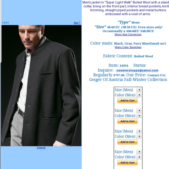 geiger of austria | Jackets & Coats | Geiger Of Austria Sz 54euus 44 ...